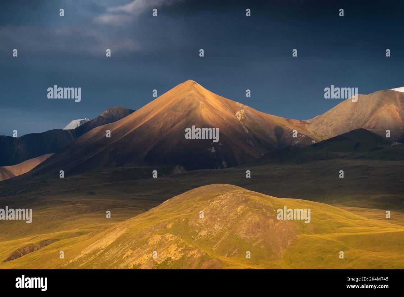 Dramatic peaks of Tien Shan mountains in remote Sary Jaz valley during ...