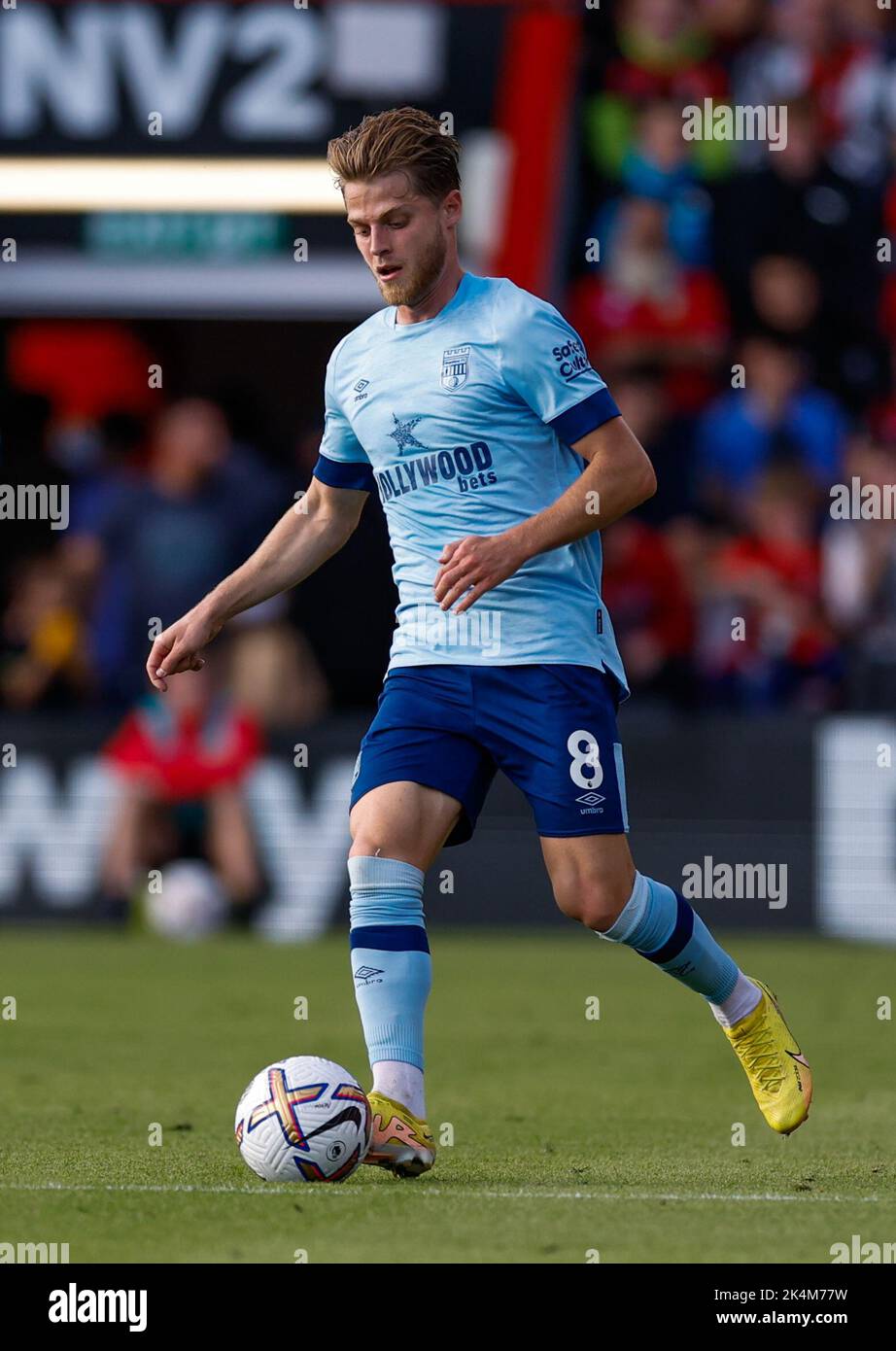 Brentford's Mathias Jensen in action during the Premier League match at ...