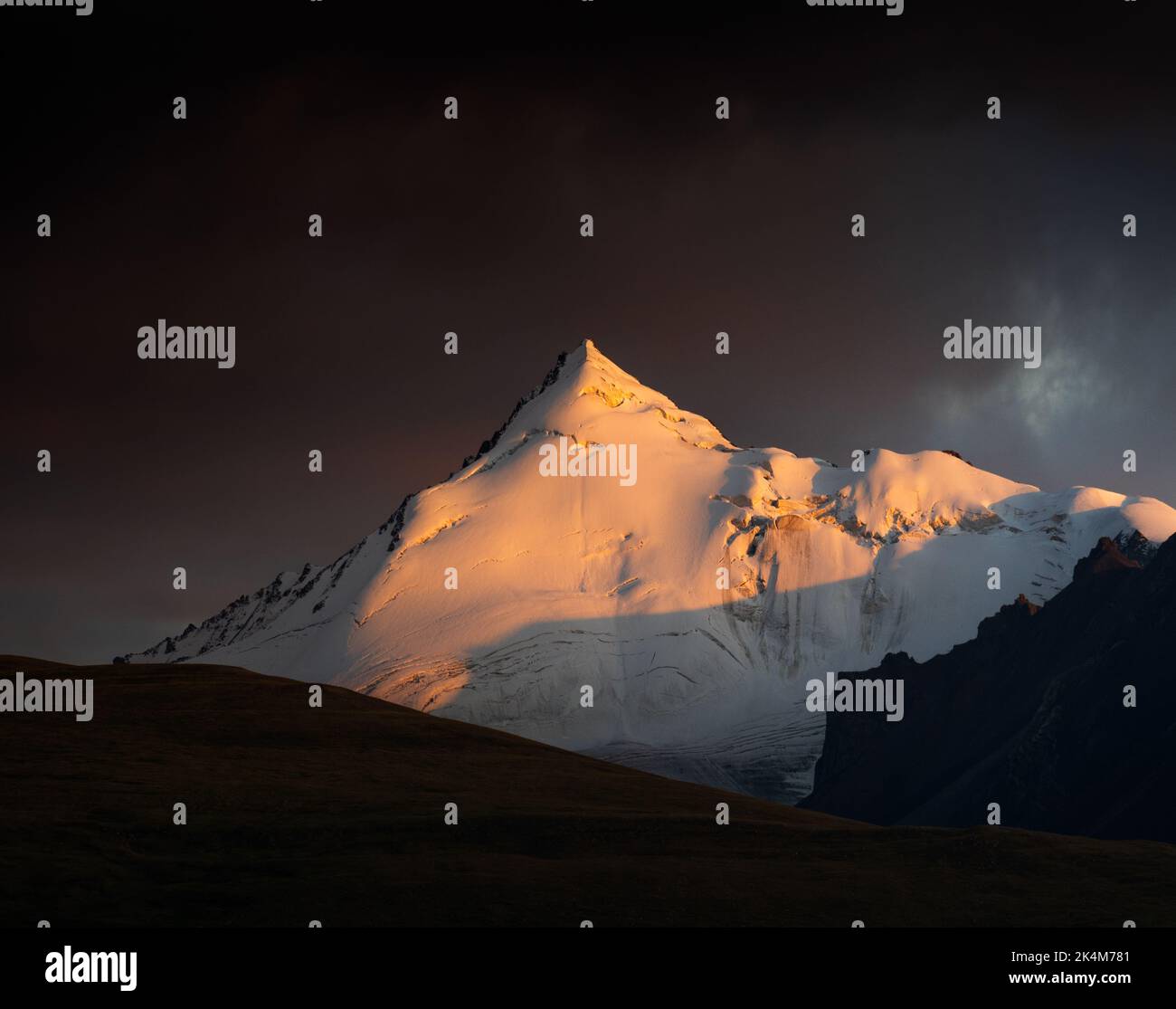 Dramatic peaks of Tien Shan mountains in remote Sary Jaz valley during ...