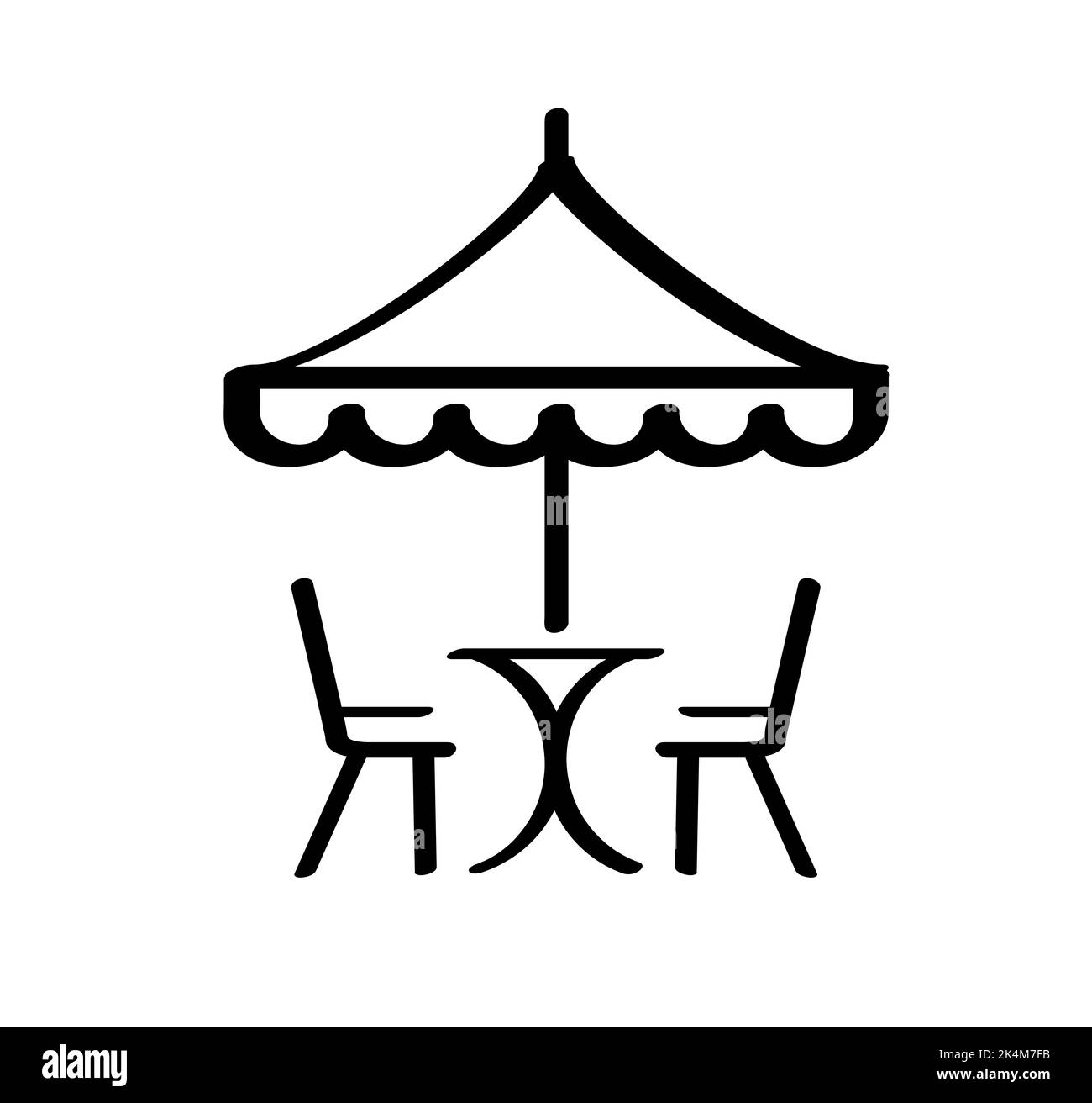 Cartoon restaurant, dining, table with chairs. Cafe terrace icon Table ...