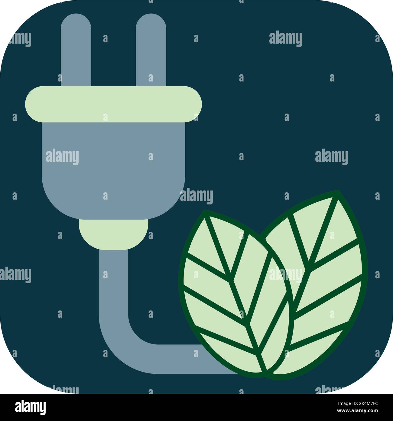 Electric plug with leaves, illustration, vector on a white background ...