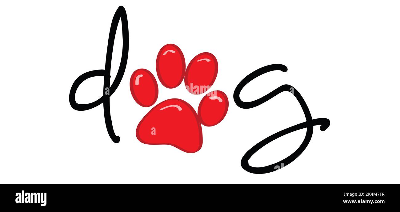 Slogan dog with footstep. Footsteps pictogram. Foot, feet print icon ...