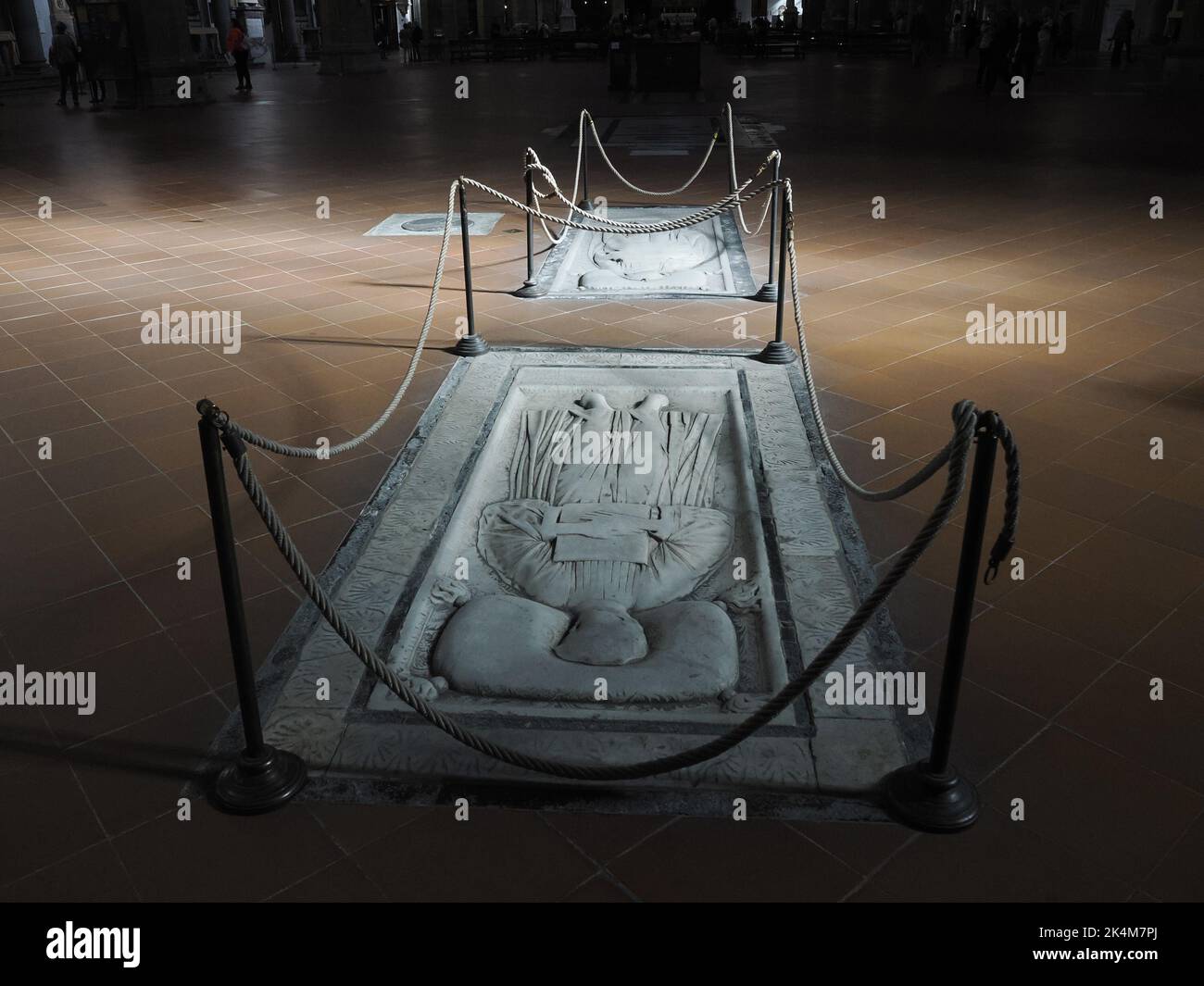 ground medieval tomb inside santa croce church florence Stock Photo - Alamy