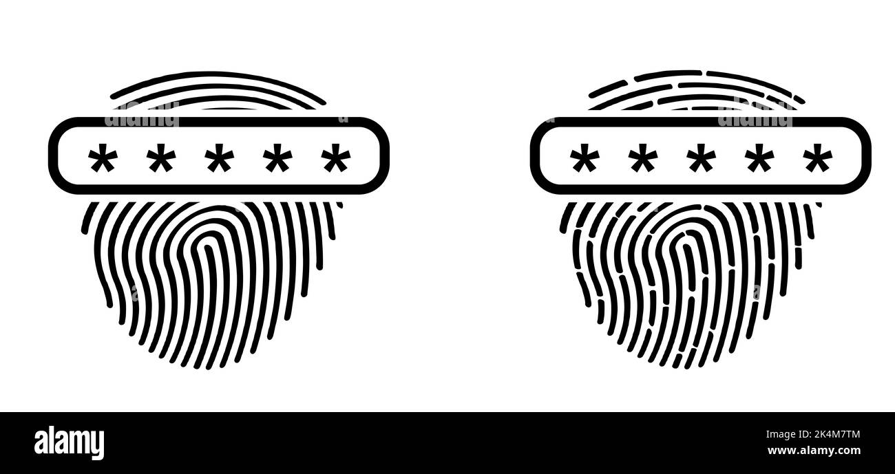 Password security concept. Cartoon people fingerprint or finger print ...