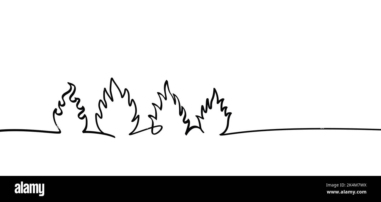 Fire or flame pictogram. Fire drawning line pattern.Cartoon vector ...