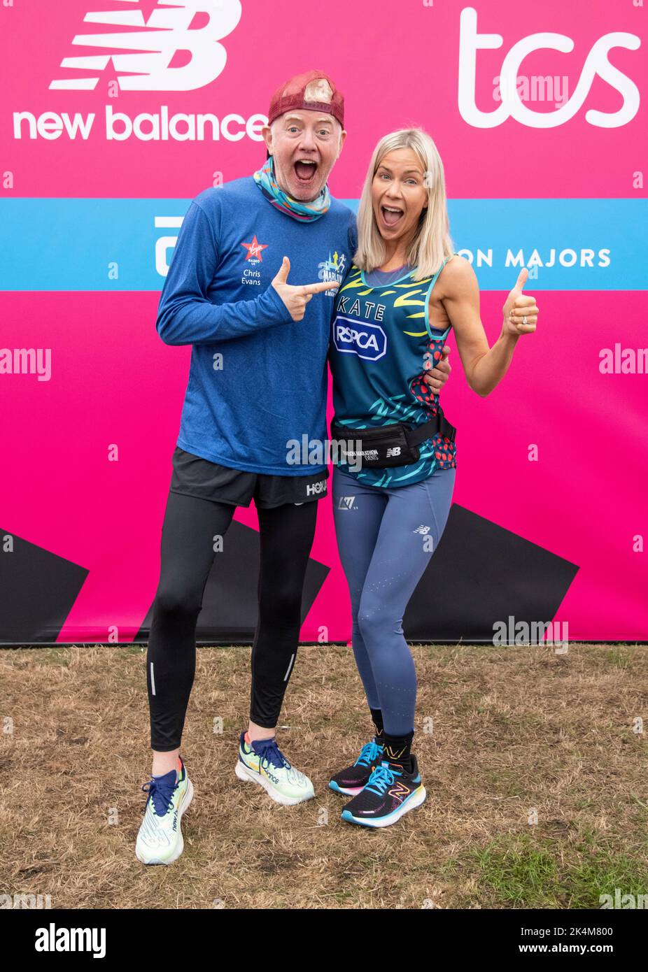 London, UK. Chris Evans and Kate Lawler at the start of the 2022 TCS ...
