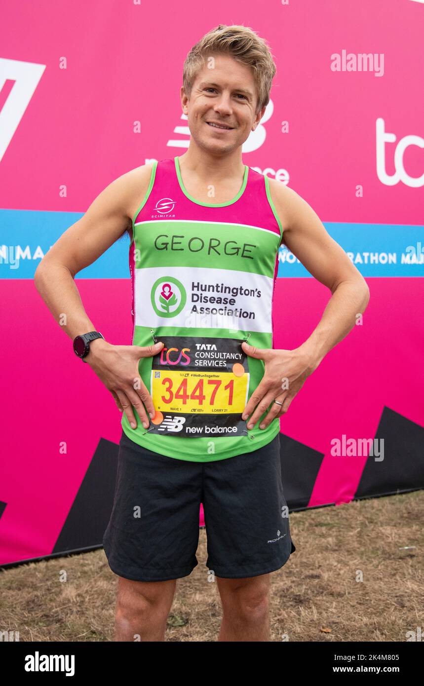 London, UK. George Rainsford at the start of the 2022 TCS London ...