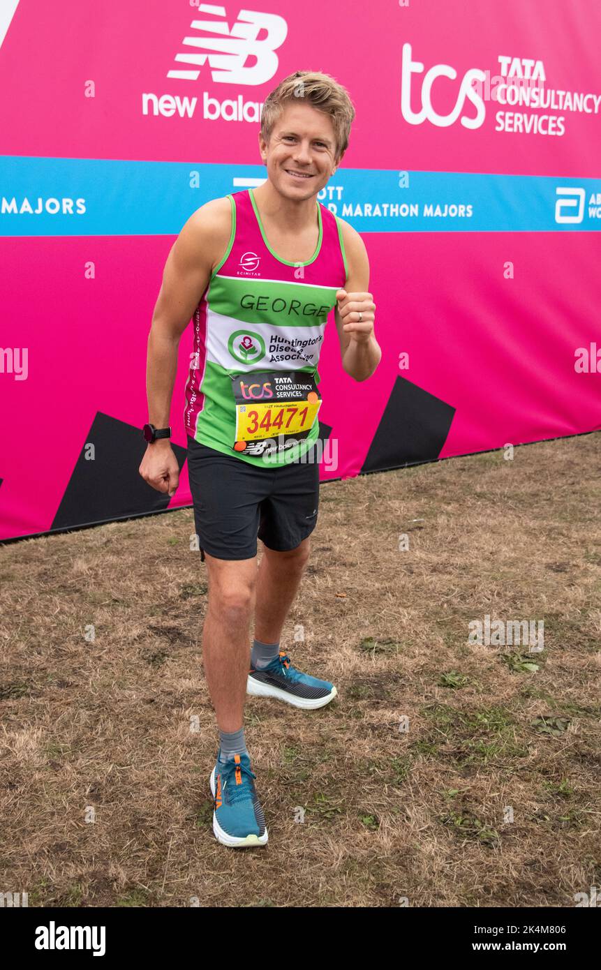 London, UK. George Rainsford at the start of the 2022 TCS London ...