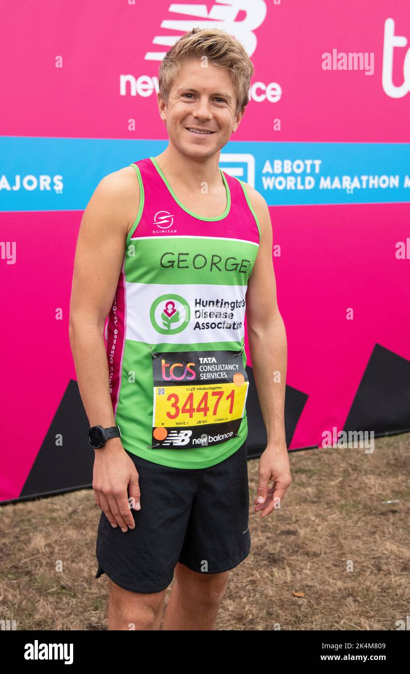 London, UK. George Rainsford at the start of the 2022 TCS London ...