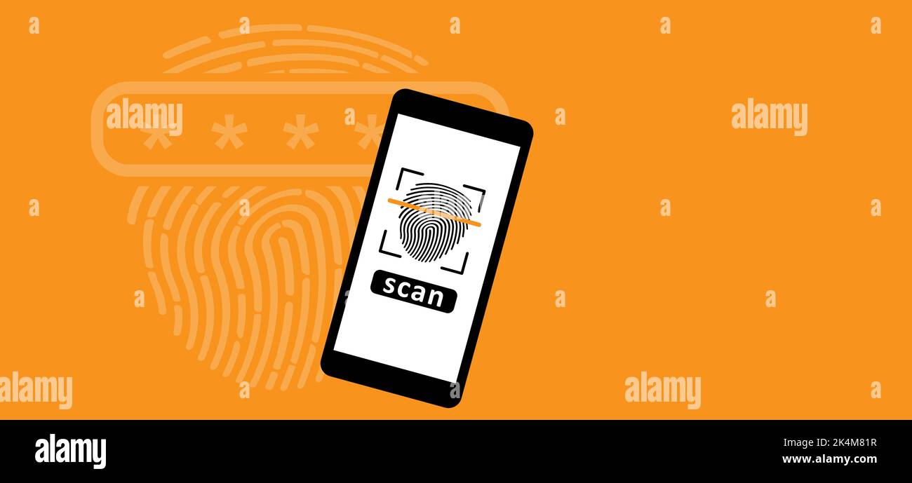 People fingerprint or finger print withe mobile pictogram. Personal ...