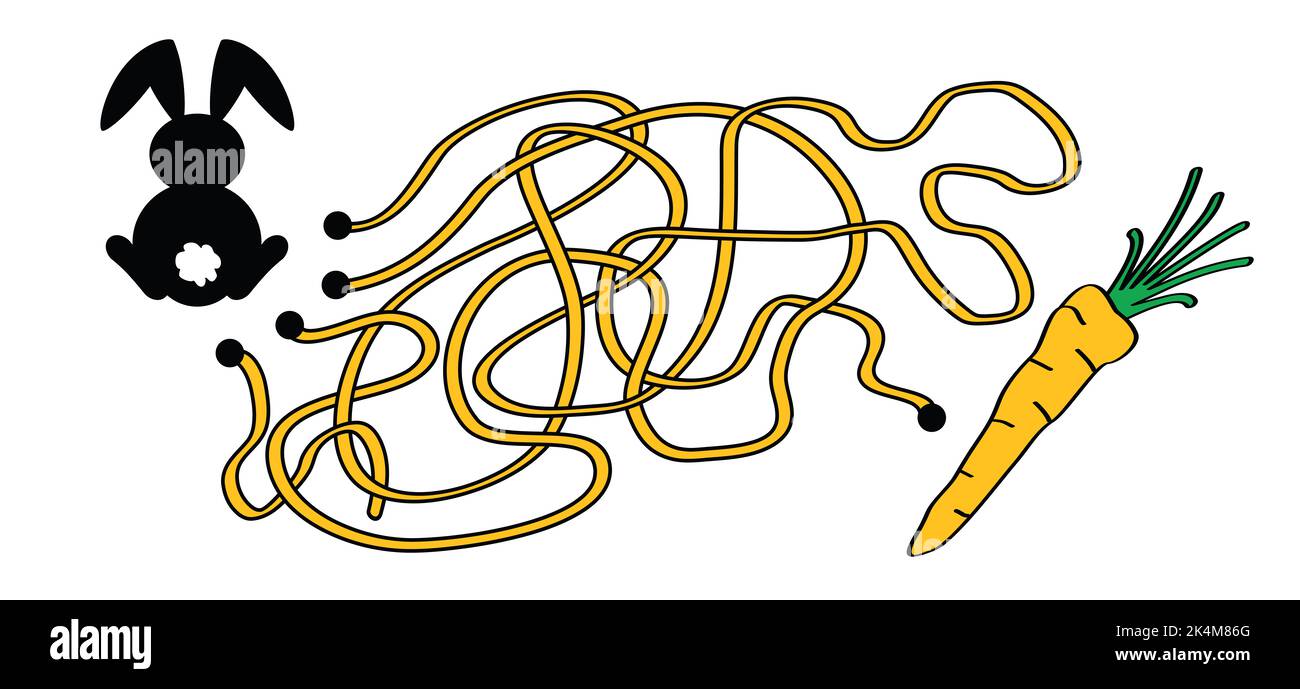 Labyrinth, maze game. Educational game for children. Rabbit and carrot ...