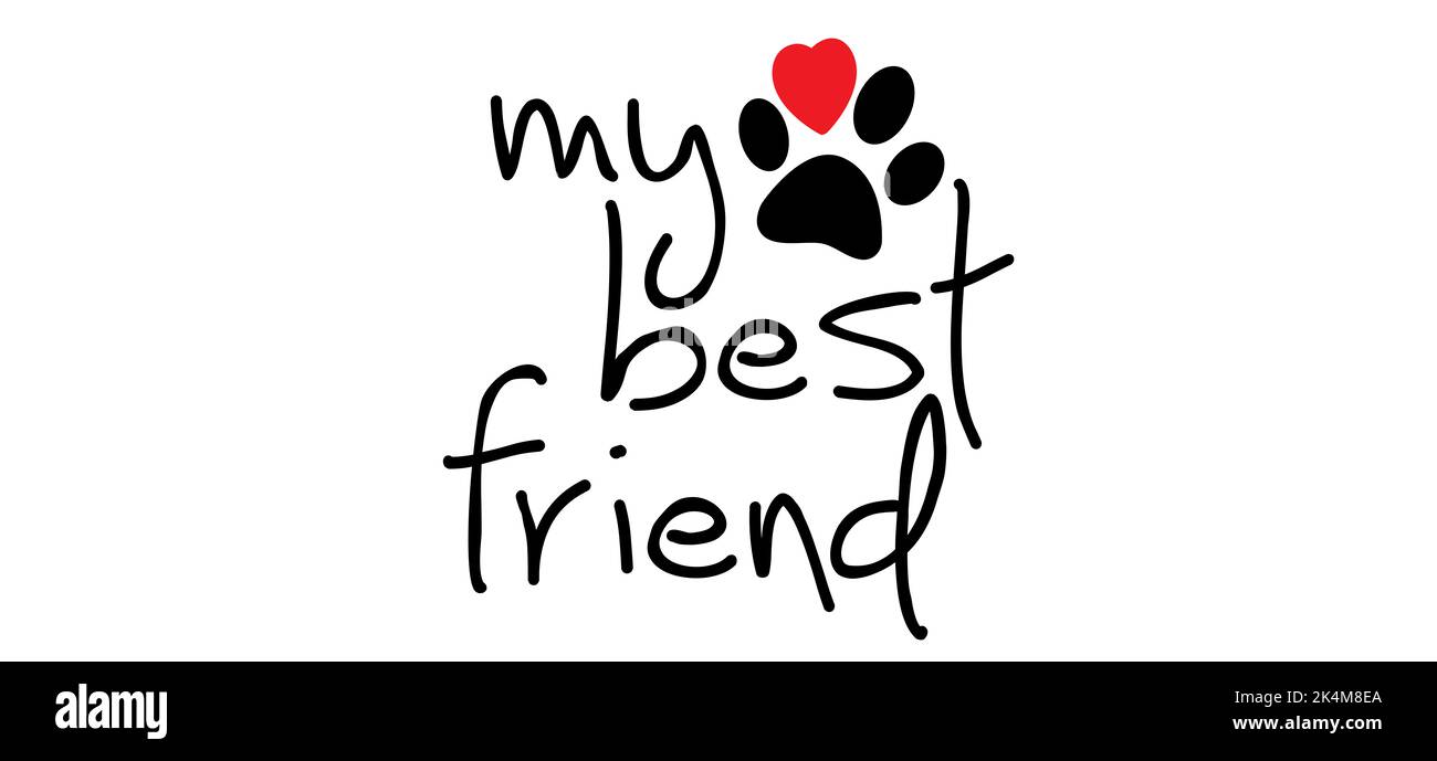 Slagan my best friend, i love my dog or cat. Cartoon line pattern. Dogs ...