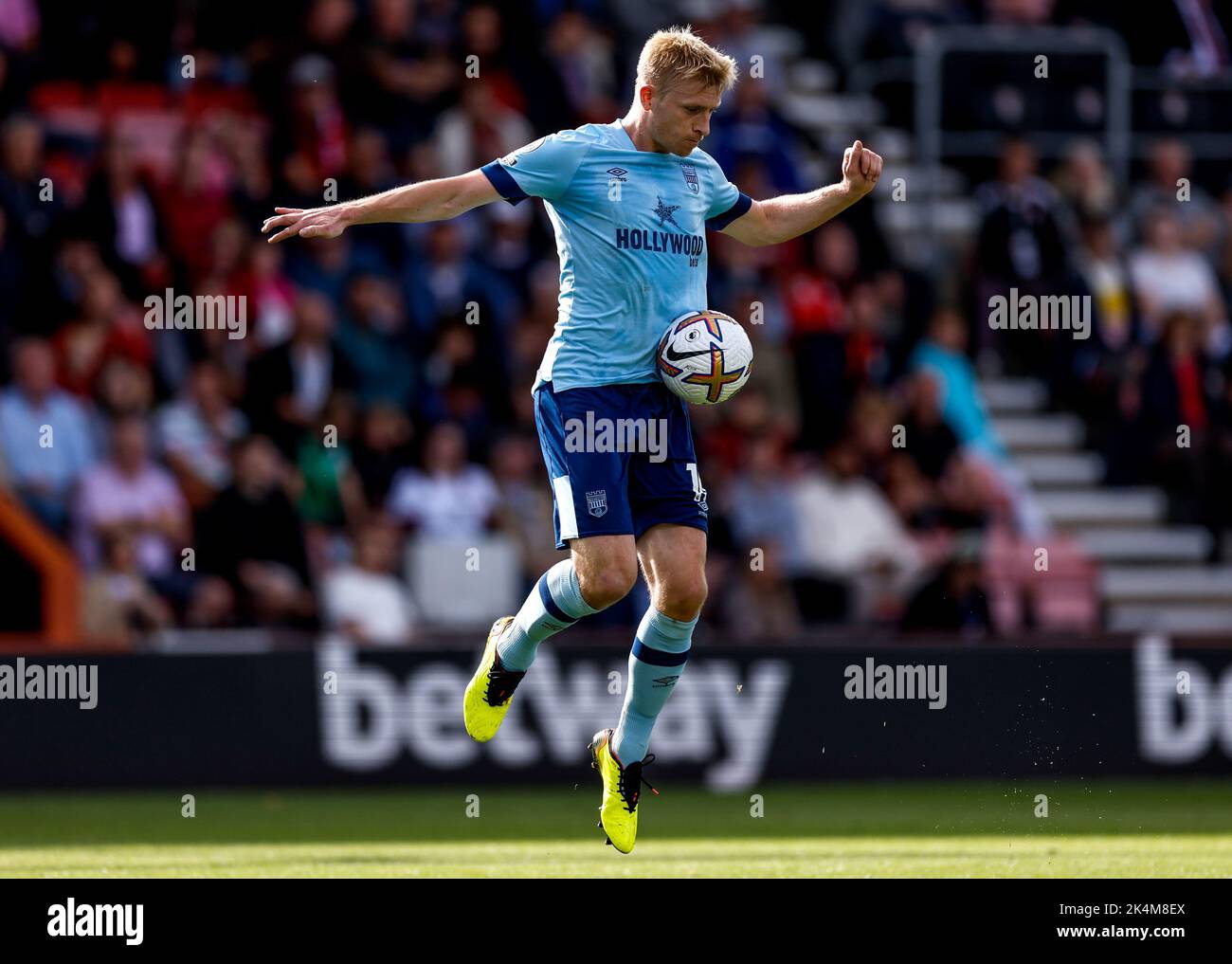 Brentford's Ben Mee in action during the Premier League match at the ...
