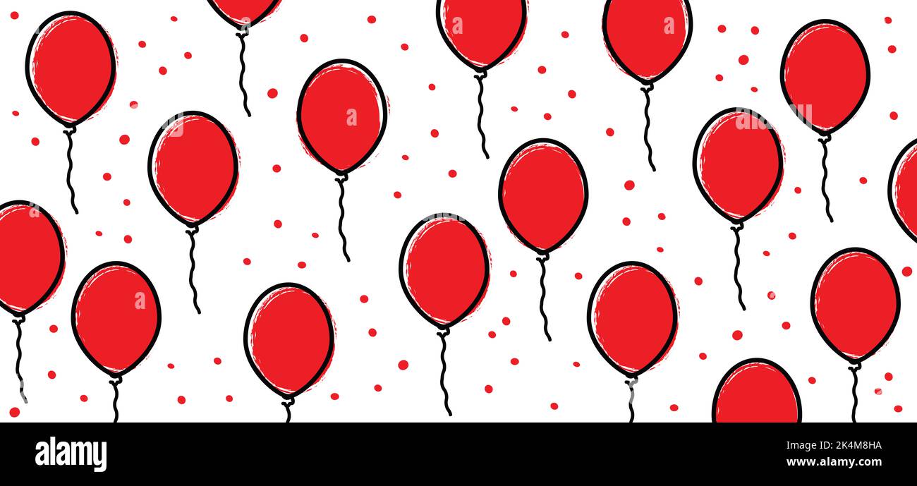 Cartoon, comic balloon party banner. Love, red balloons. Congrats card ...
