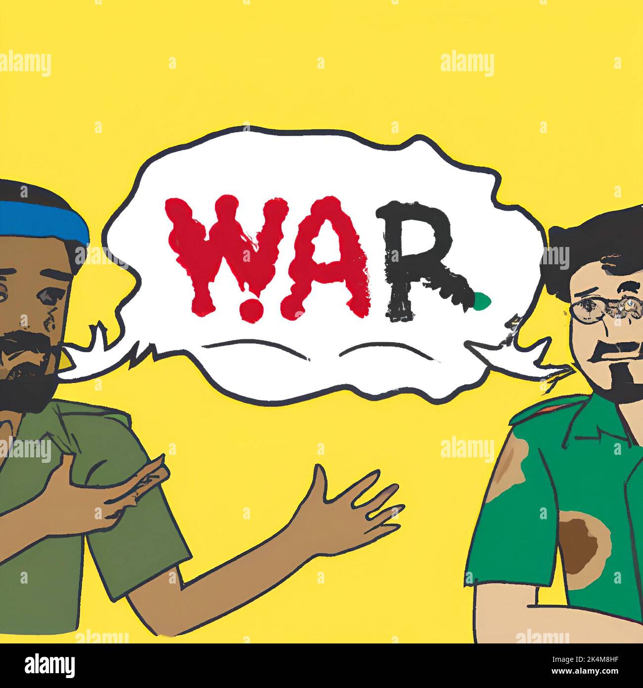 people talking about war with empty text comic strip cartoon style ...
