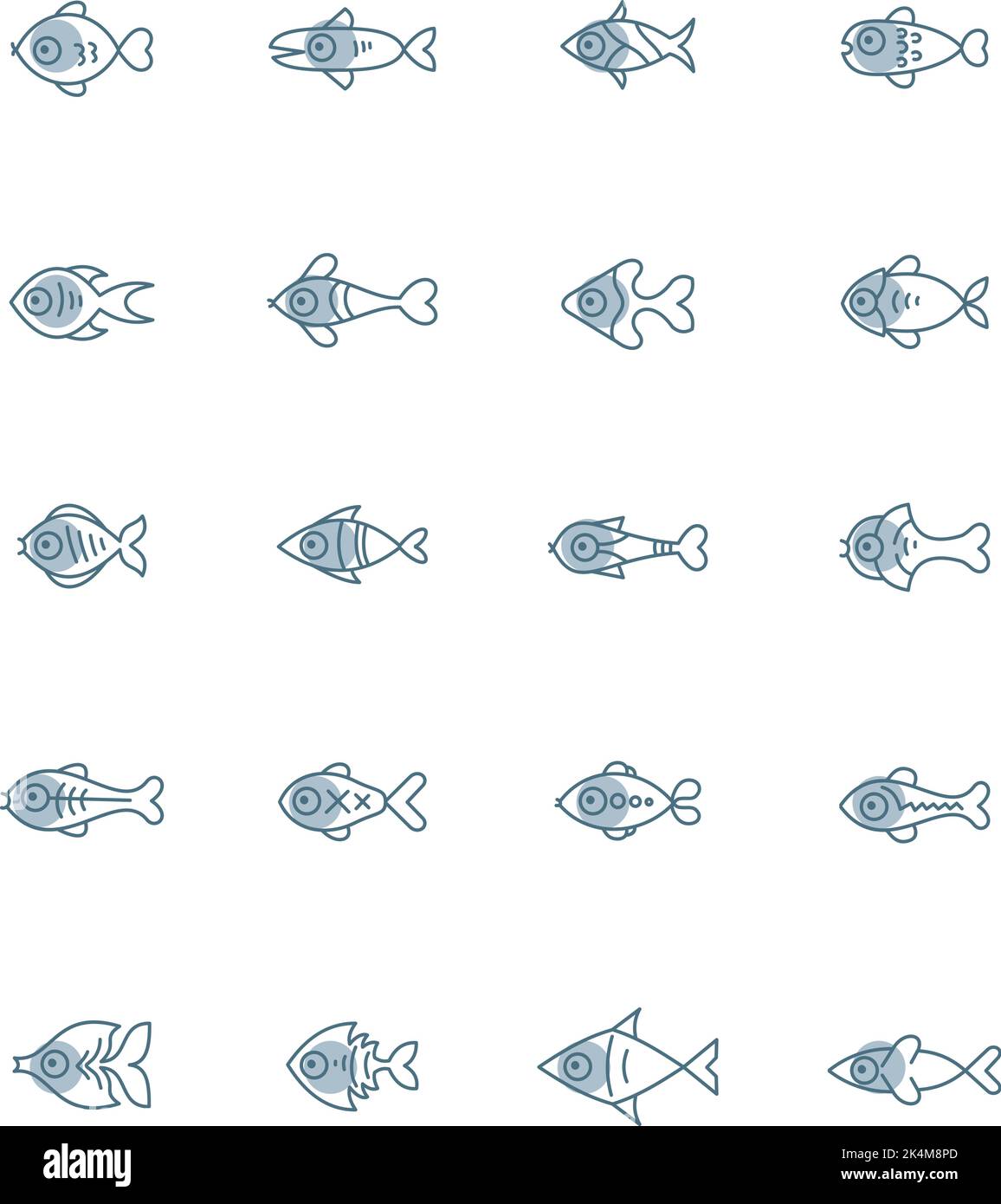 Fish icon pack, illustration, vector on a white background Stock Vector ...