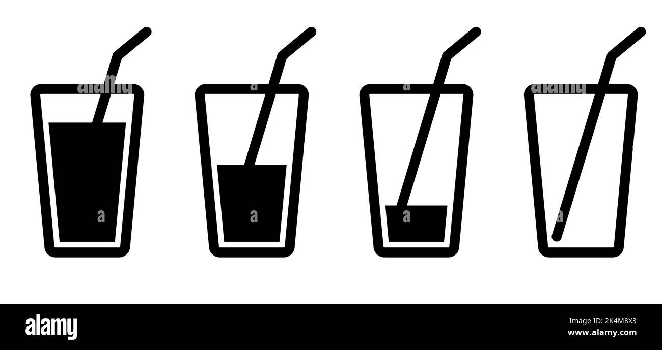 Cold drink or water glass icon vector. Cocktail, soda, lemonade or ...