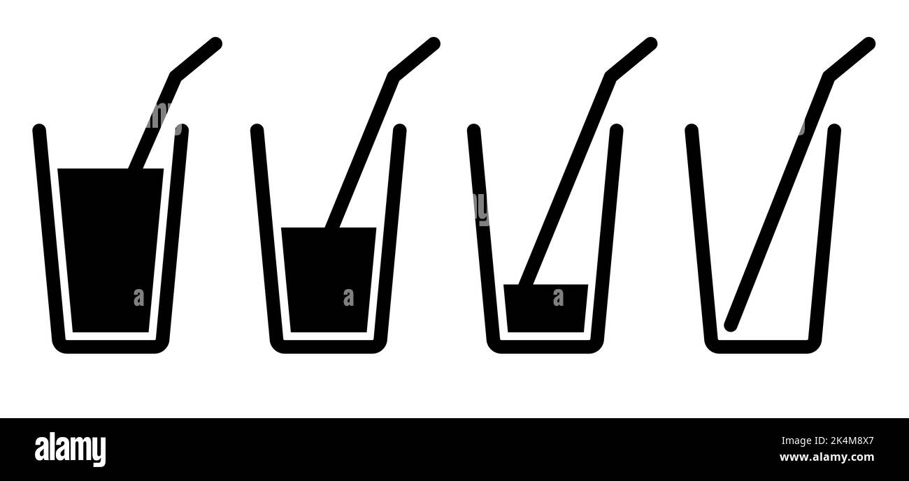 Cold drink or water glass icon vector. Cocktail, soda, lemonade or ...