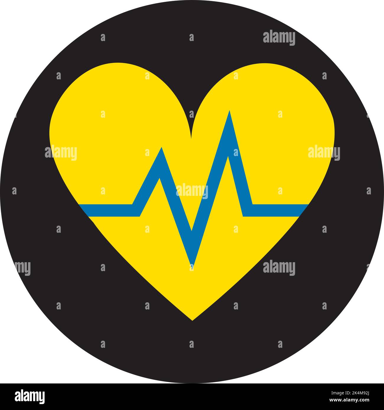 Yellow heartbeat, illustration, vector on a white background Stock ...
