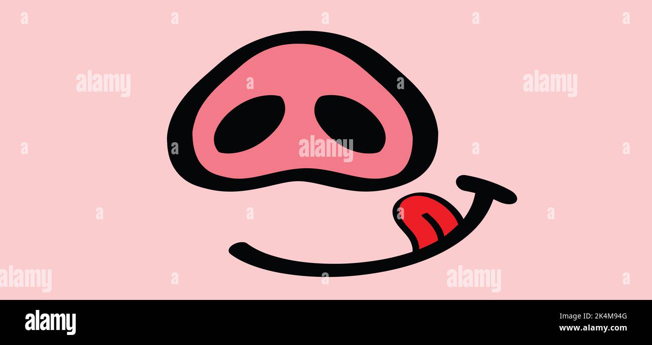 Yummy smile with tongue and lips. Pig face and nose for Bacon day ...
