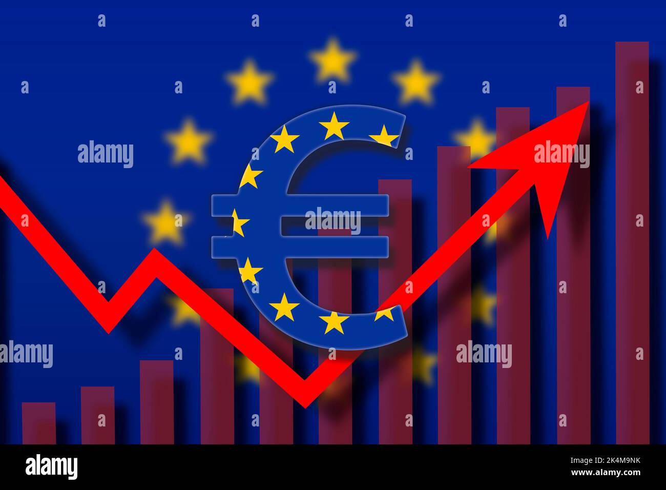 European Union flag paint over on Euro symbol.European currency ...