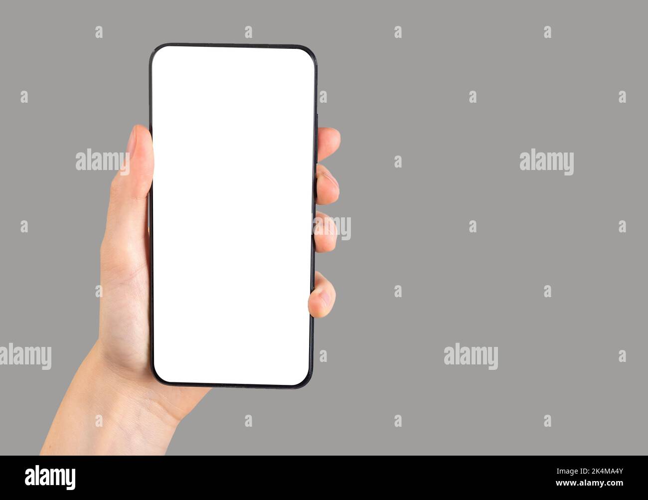 Mobile phone screen mock up in hand, smartphone display mockup Stock ...