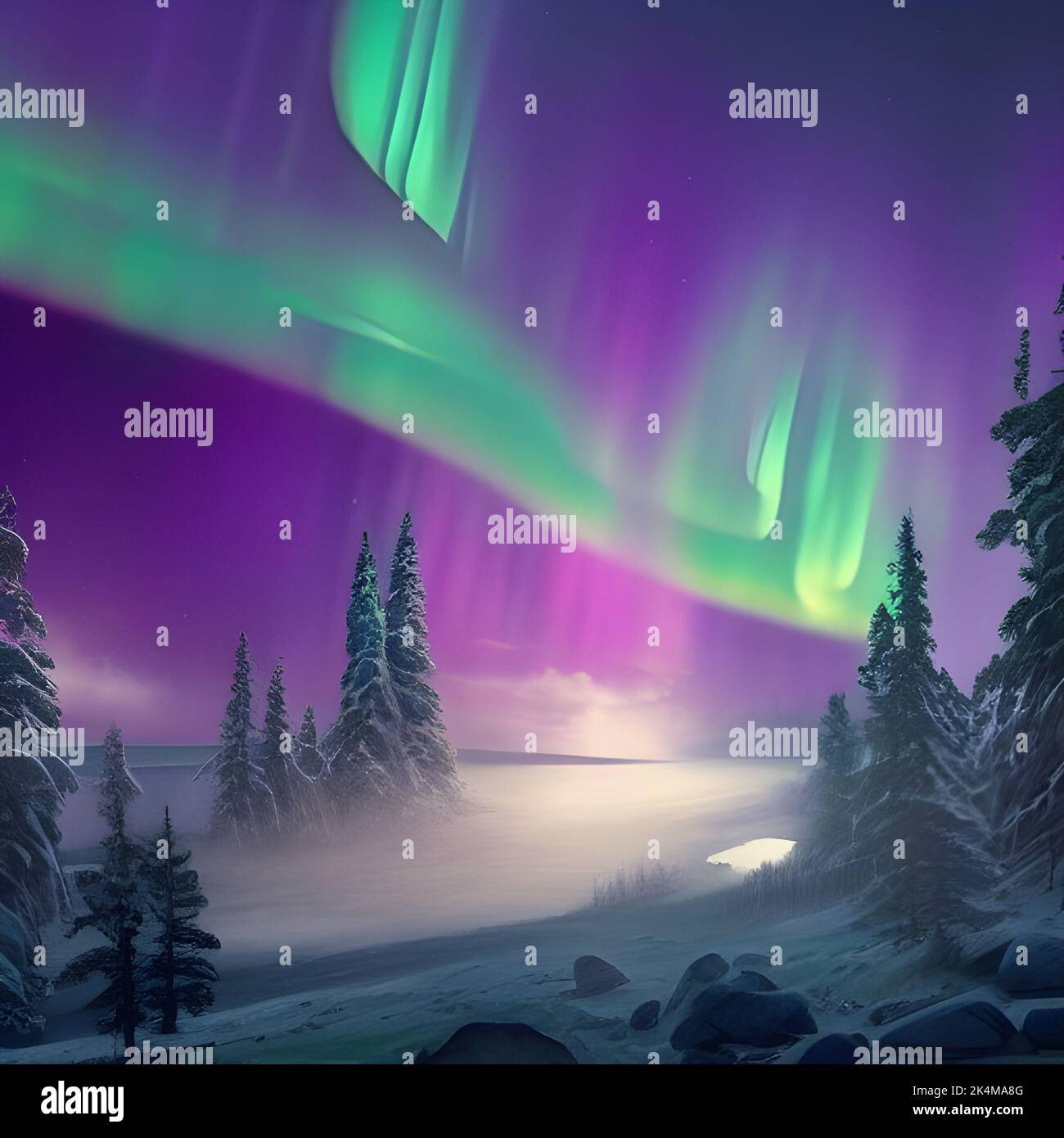Northern lights illustration hi-res stock photography and images - Alamy