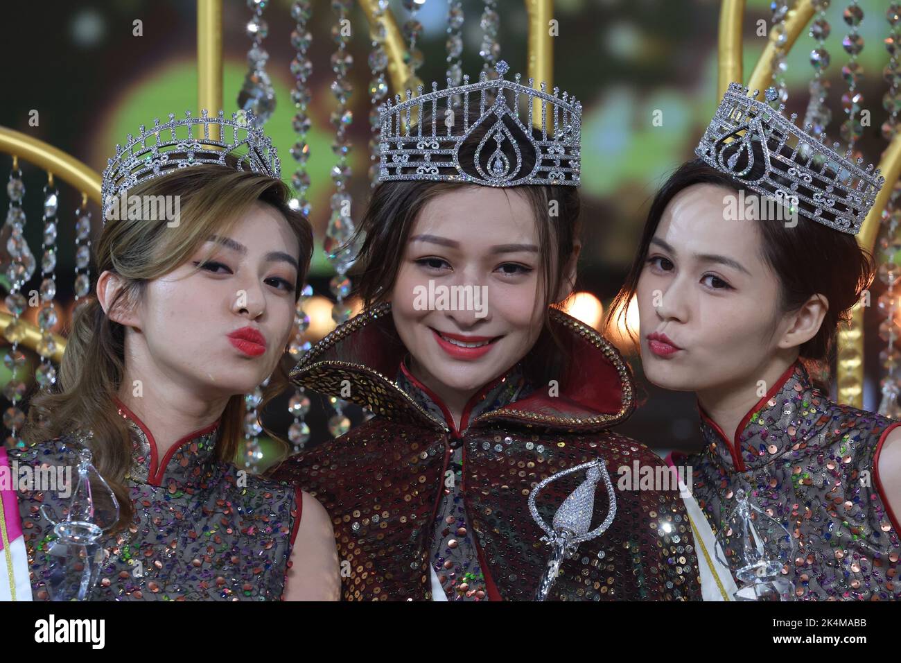Miss Hong Kong beauty pageant's 2022 (L-R) First runner-up Cecca Xu ...