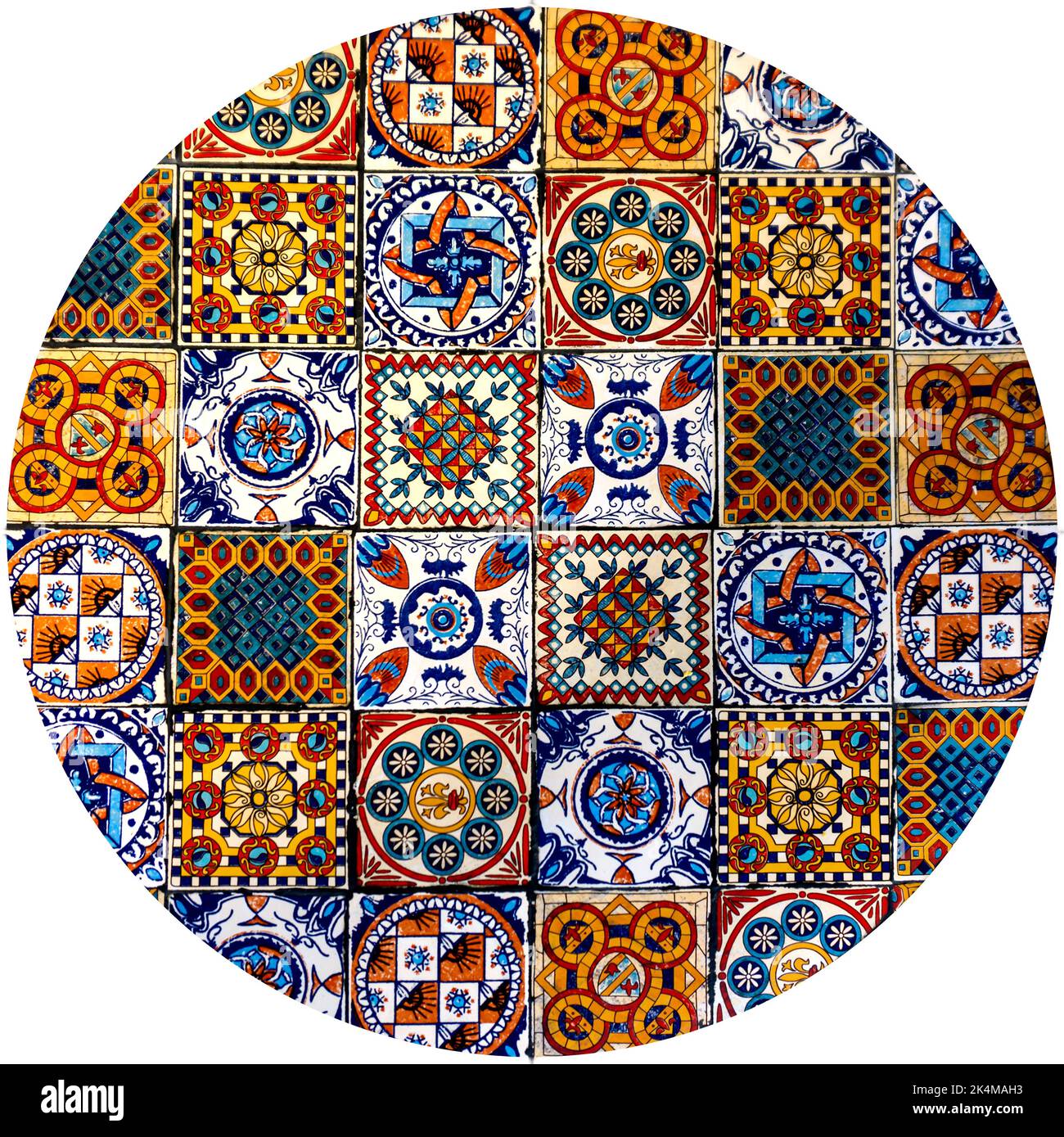 Ceramic circle made of colored ornament tiles Stock Photo - Alamy