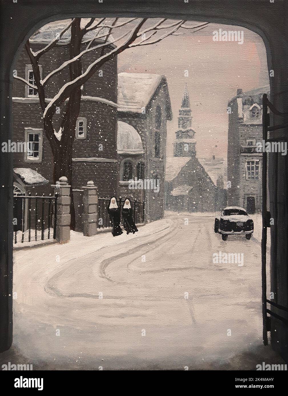 A pair of Ursulene nuns walk the snowy streets of old Quebec City in ...