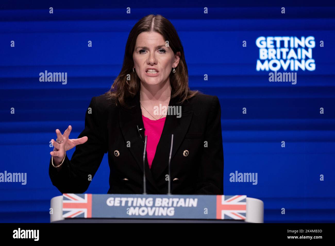 Culture Secretary Michelle Donelan speaking at the Conservative Party ...