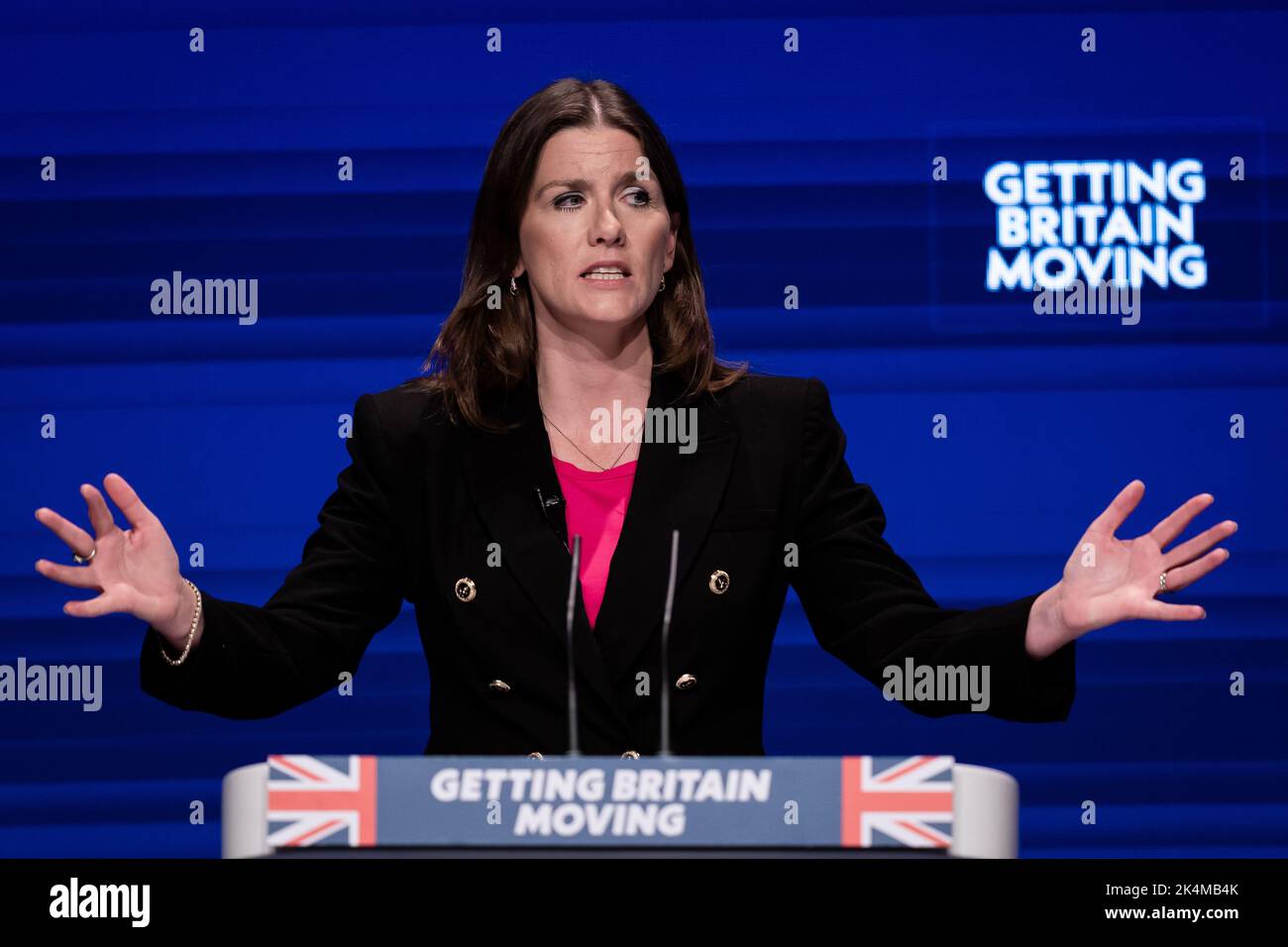 Culture Secretary Michelle Donelan speaking at the Conservative Party ...