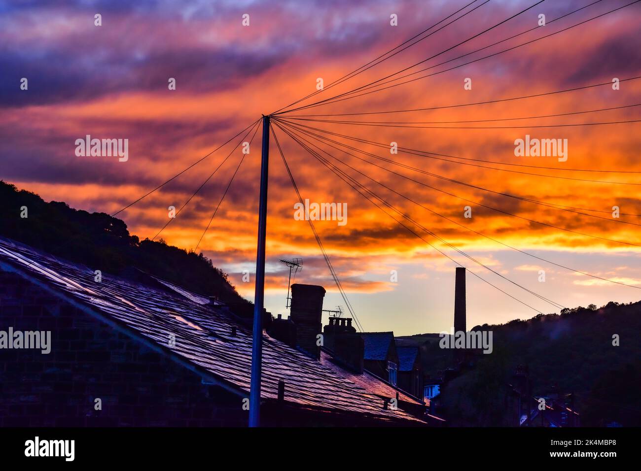 Sunset, Rooftops, Hebden Bridge Stock Photo - Alamy