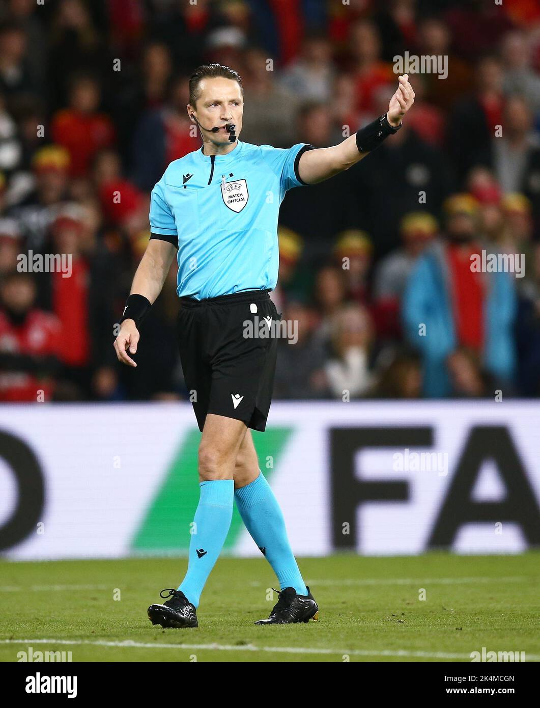 Cardiff, United Kingdom. 25th September, 2022. Referee Andris Treimanis ...