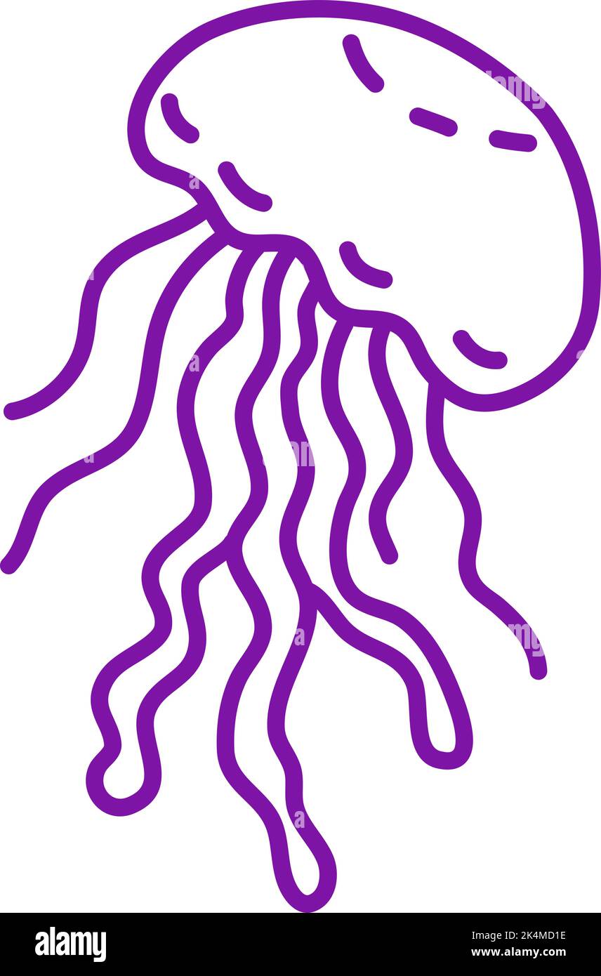 Dark purple jellyfish, illustration, vector on a white background Stock ...