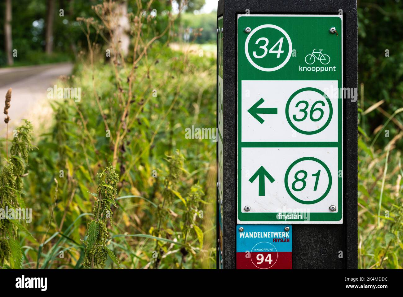 Elsloo, Friesland, The Netherlands - Signs of the biking trail node ...