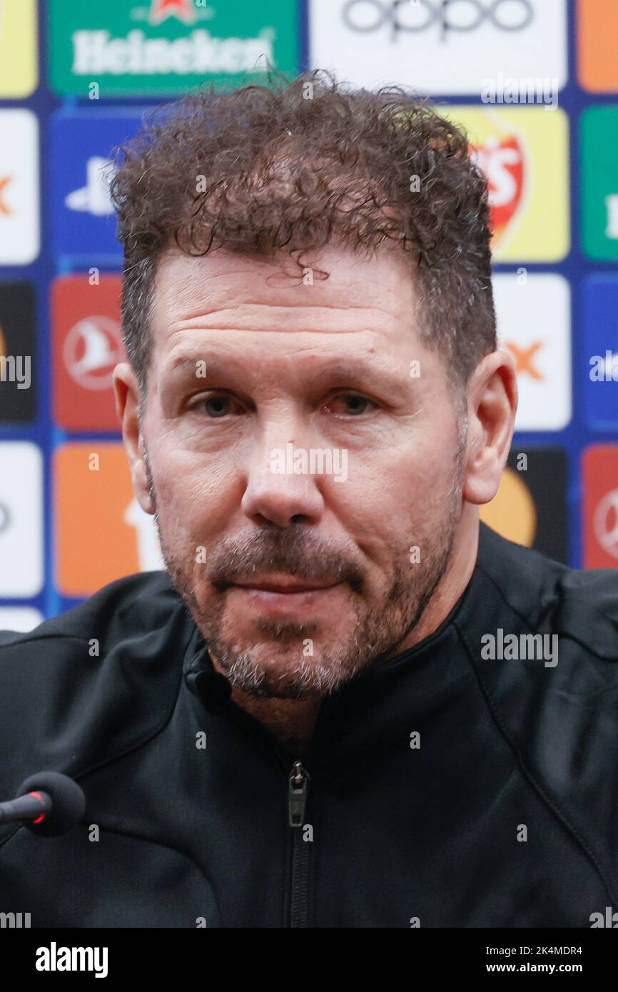 Atletico's head coach Diego Simeone pictured during a press conference ...