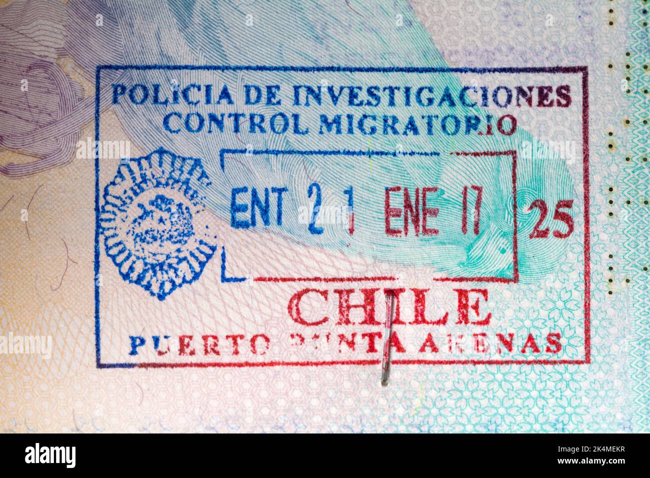 British passport with immigration chile stamp hi-res stock photography ...