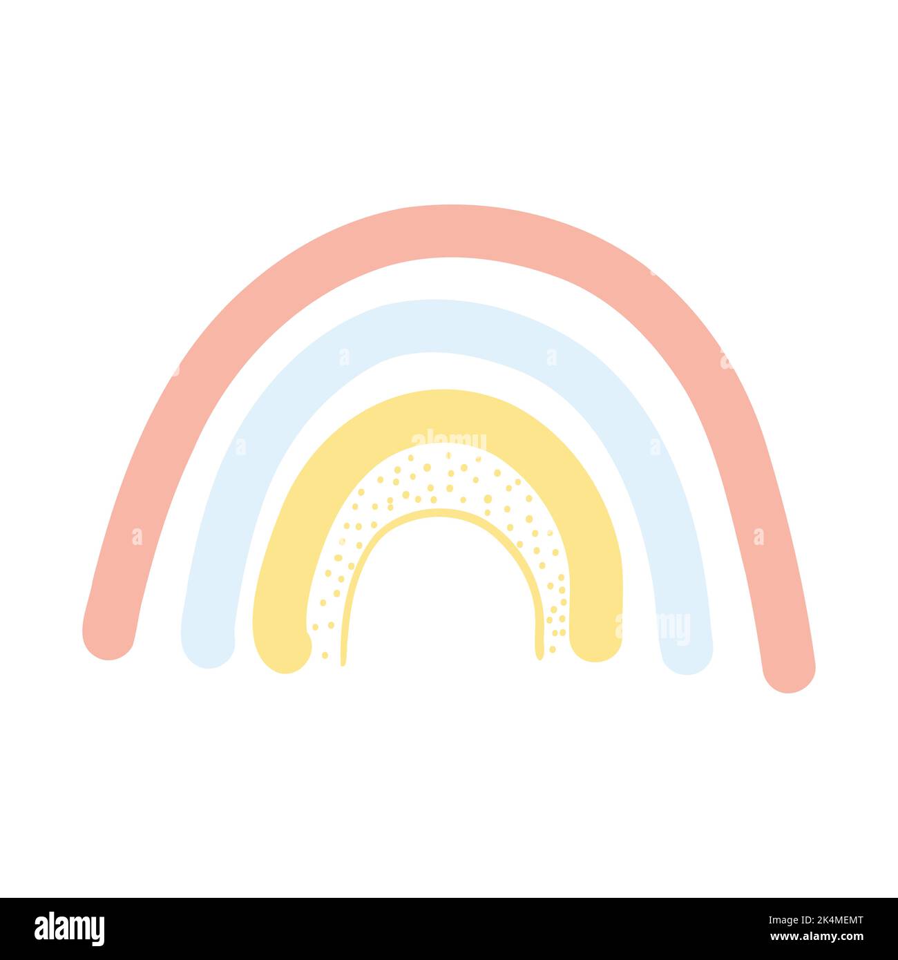 Hand drawn cute cartoon rainbow. Vector illustration of modern ...