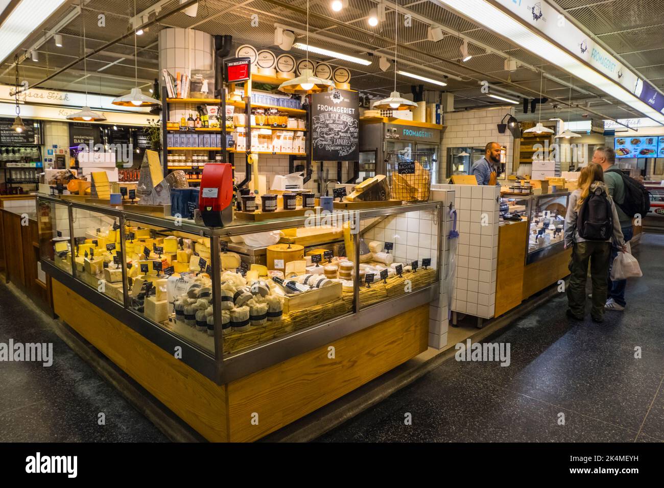 Cheese stall, Hötorgshallen, Hötorget, Stockholm, Sweden Stock Photo ...
