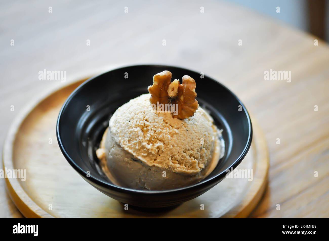 walnut ice cream, peanut ice cream or nut ice cream with walnut topping ...