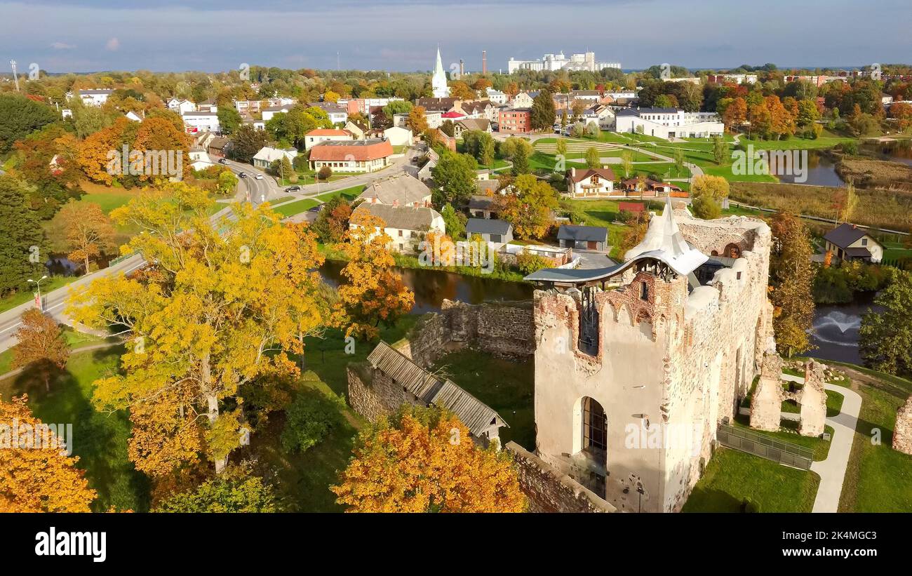Ruins of an Ancient Medieval Castle Dobele Latvia, Aerial Top View ...
