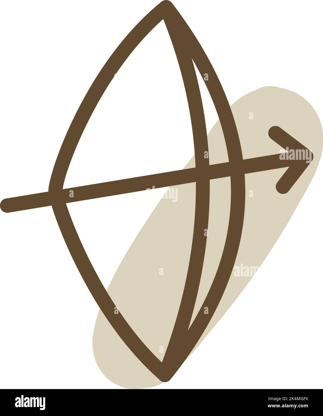 Medieval bow and arrow, illustration, vector on a white background ...