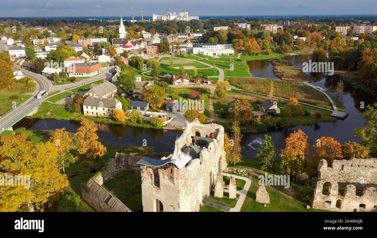 Ruins of an Ancient Medieval Castle Dobele Latvia, Aerial Top View ...