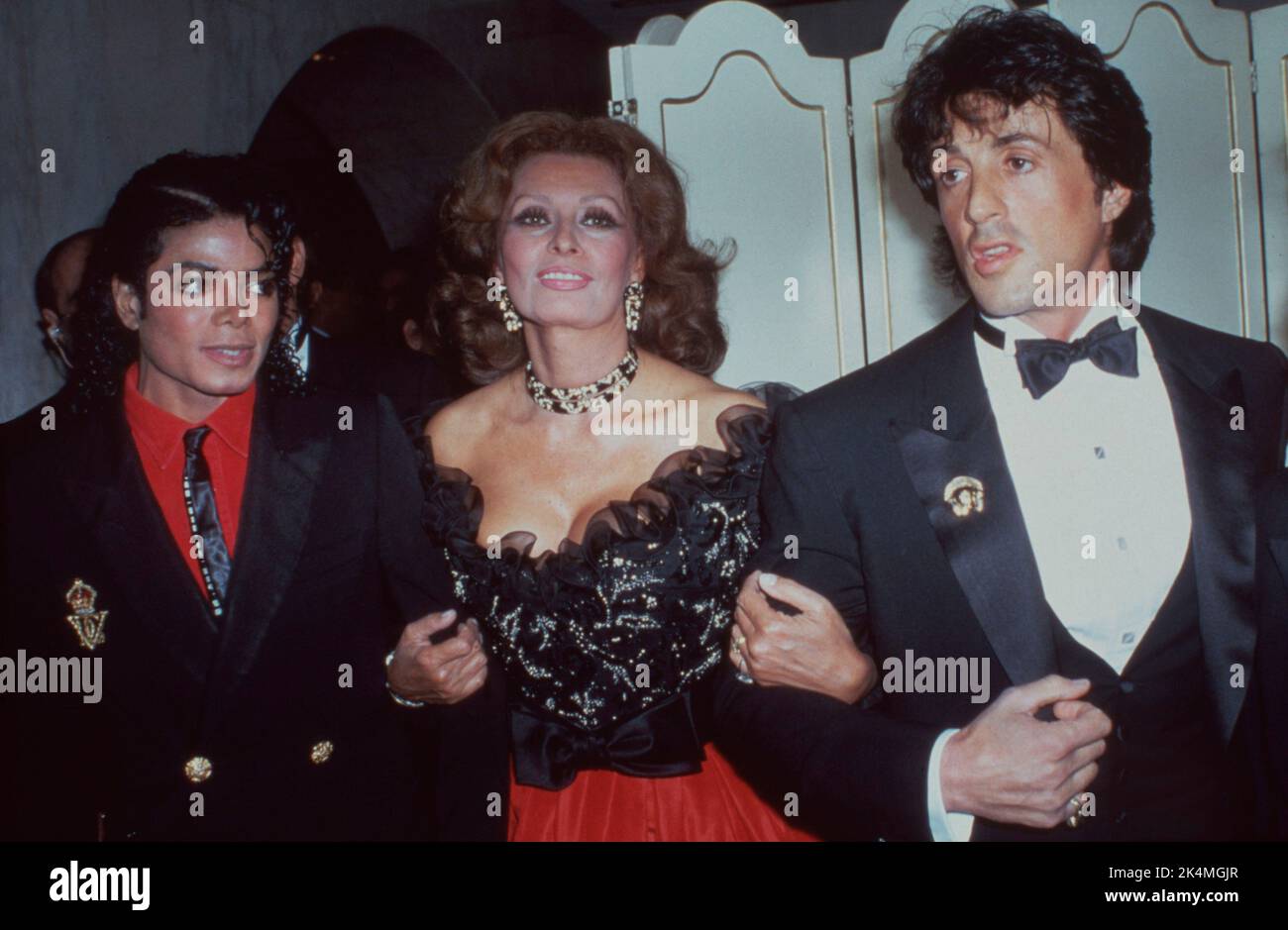 Los Angelescausa Library Michael Jackson Sophia Loren And Sylvester Stallone At The 4th