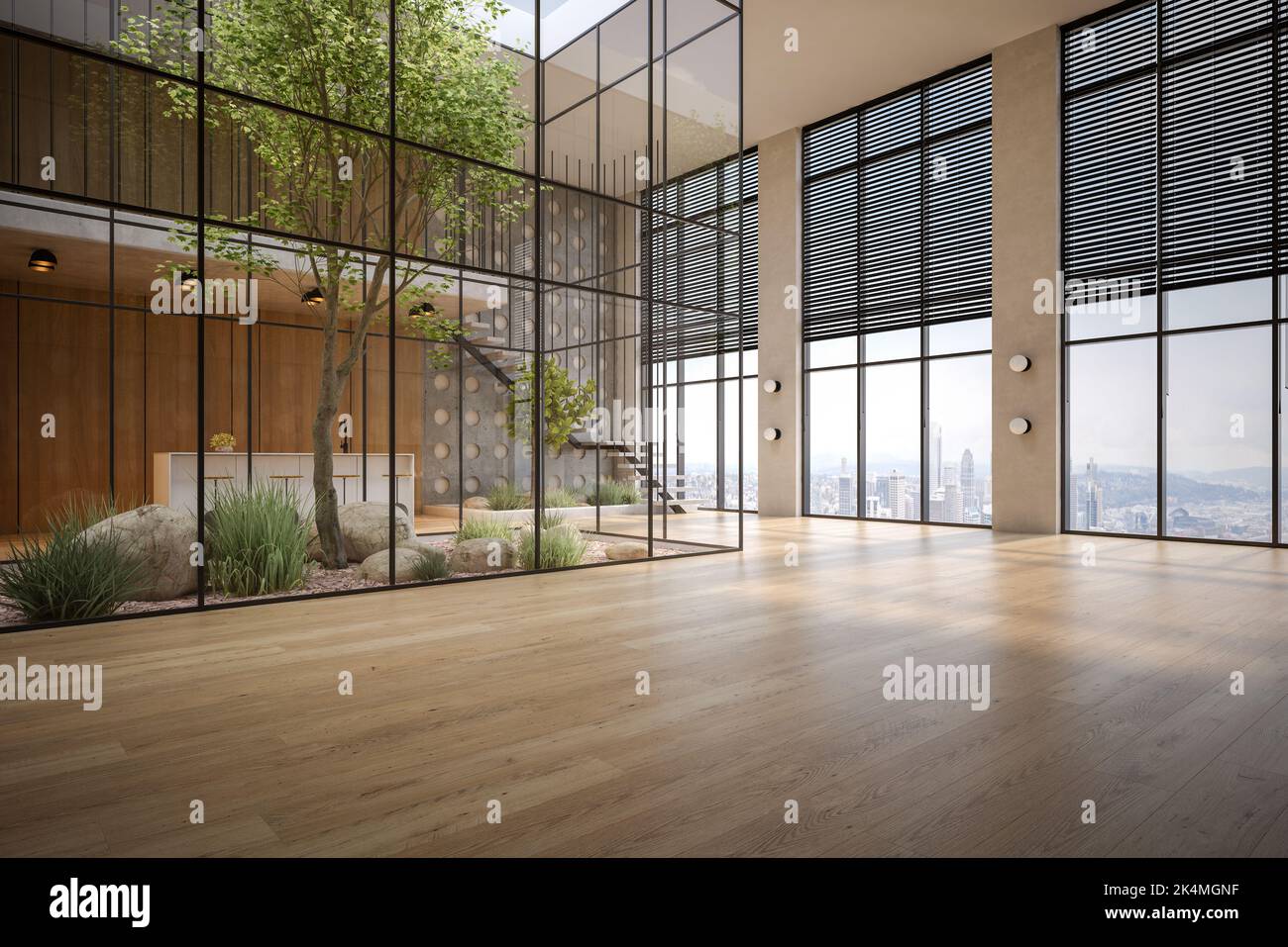 Modern style conceptual interior empty room 3 d illustration Stock ...