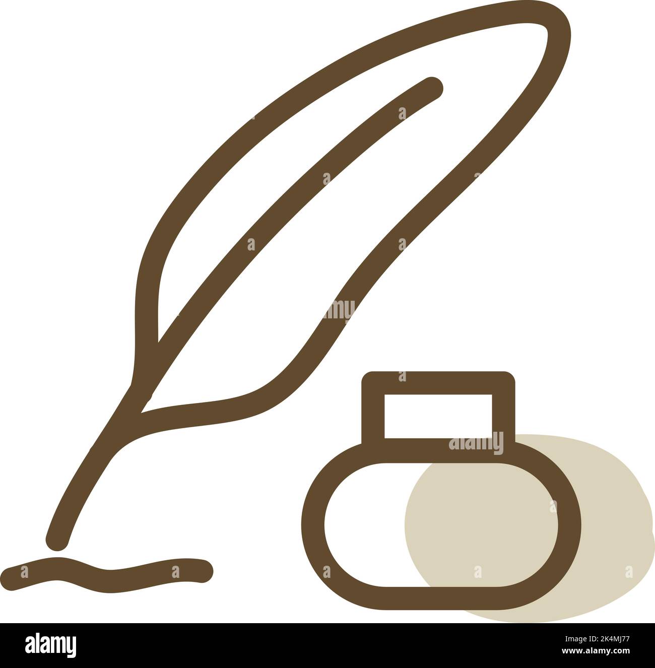 Medieval letter writting, illustration, vector on a white background ...