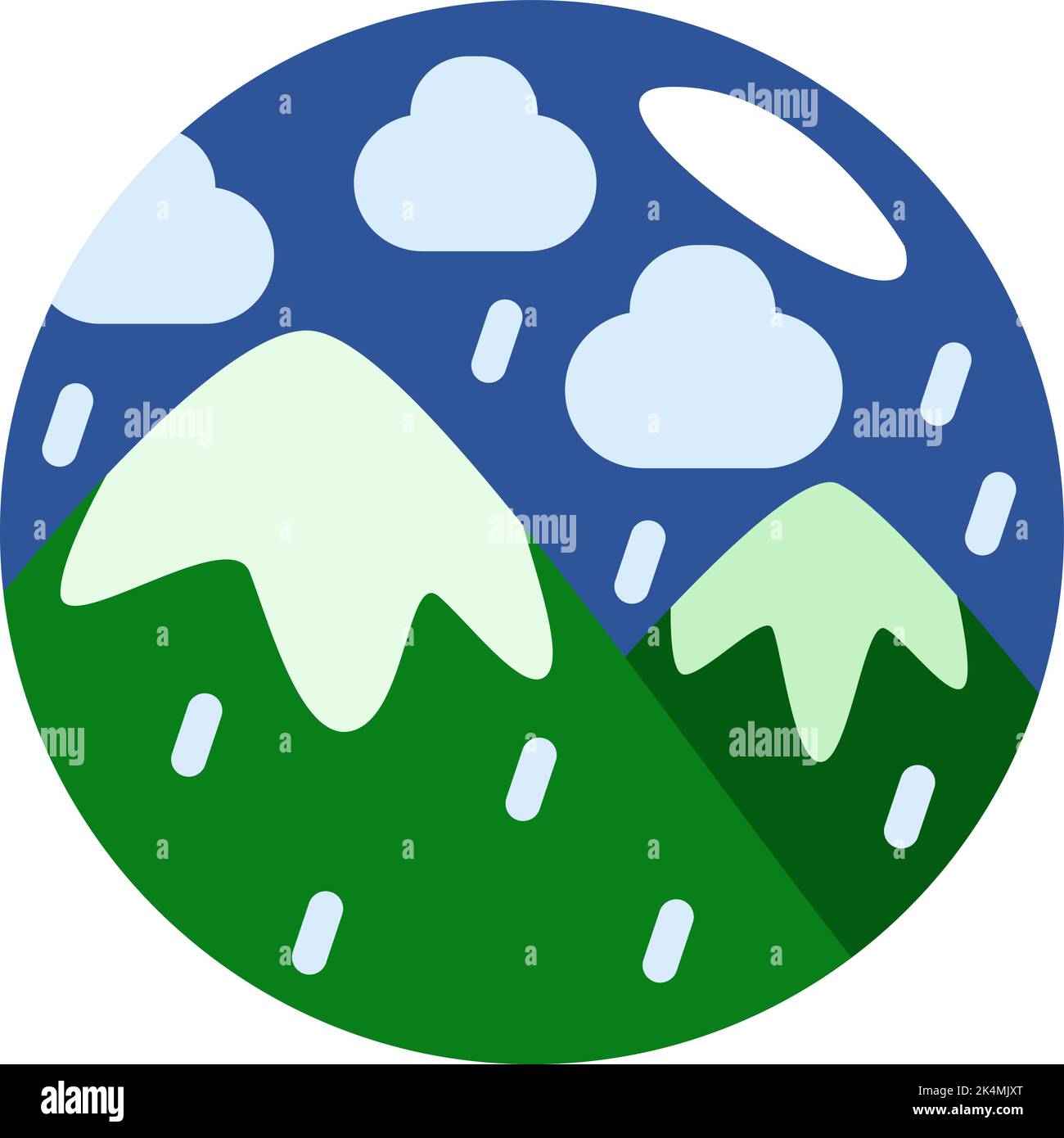 Rain in the green mountains, illustration, vector on a white background ...