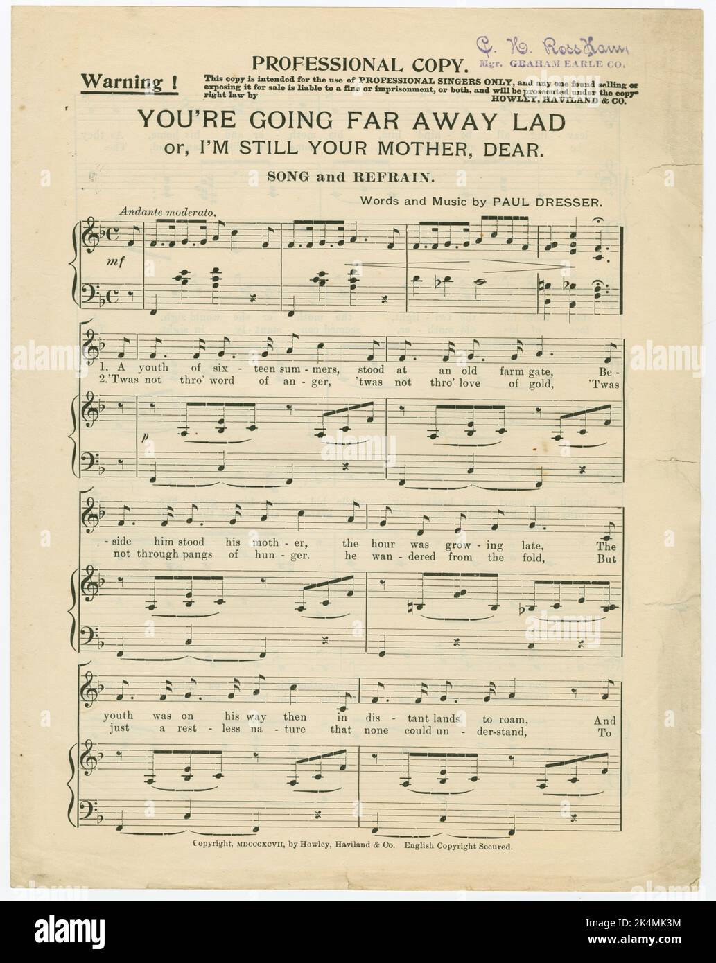 You're going far away lad, or, I'm still your mother, dear Additional ...