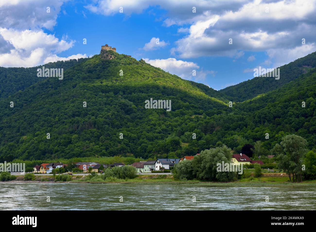 Aggstein Castle above the Danube river in Austria Stock Photo - Alamy